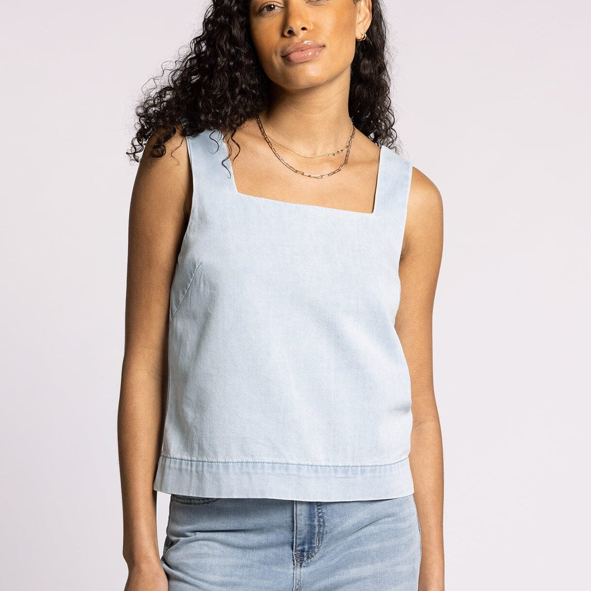 Square Neck Tank with Button Down Back and Seaming Detail – Mainstream ...